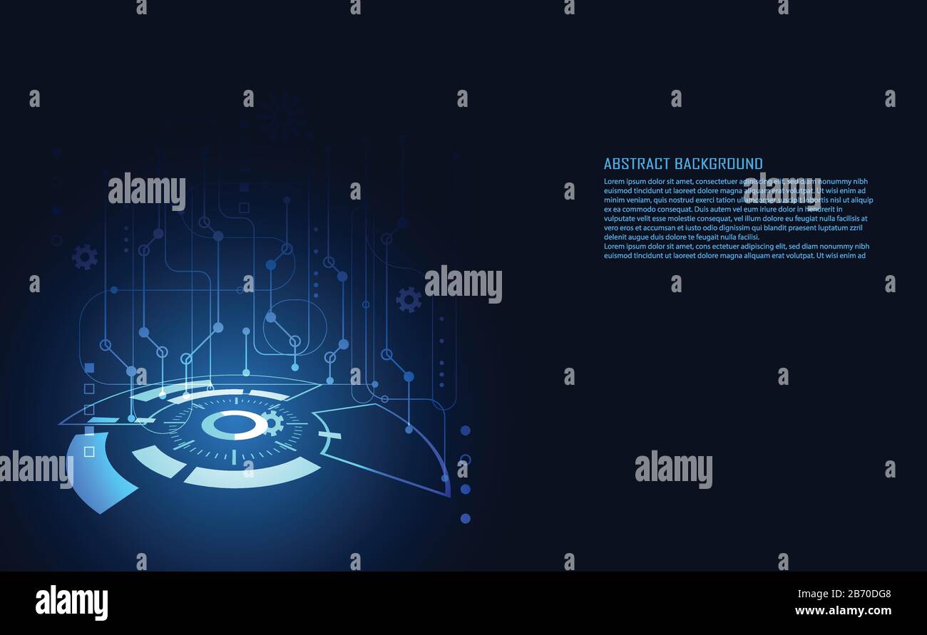 Modern Abstract technology concept. digital circuit communication circle on blue background and ...