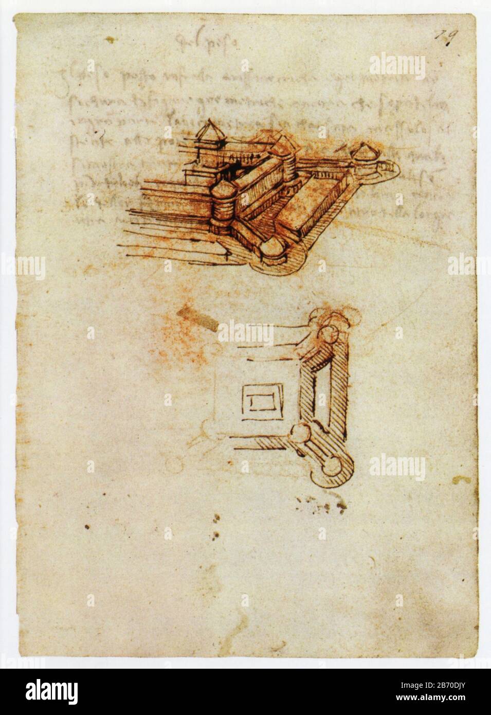 Leonardo da Vinci. Studies of fortifications. 1503-1505 Stock Photo - Alamy