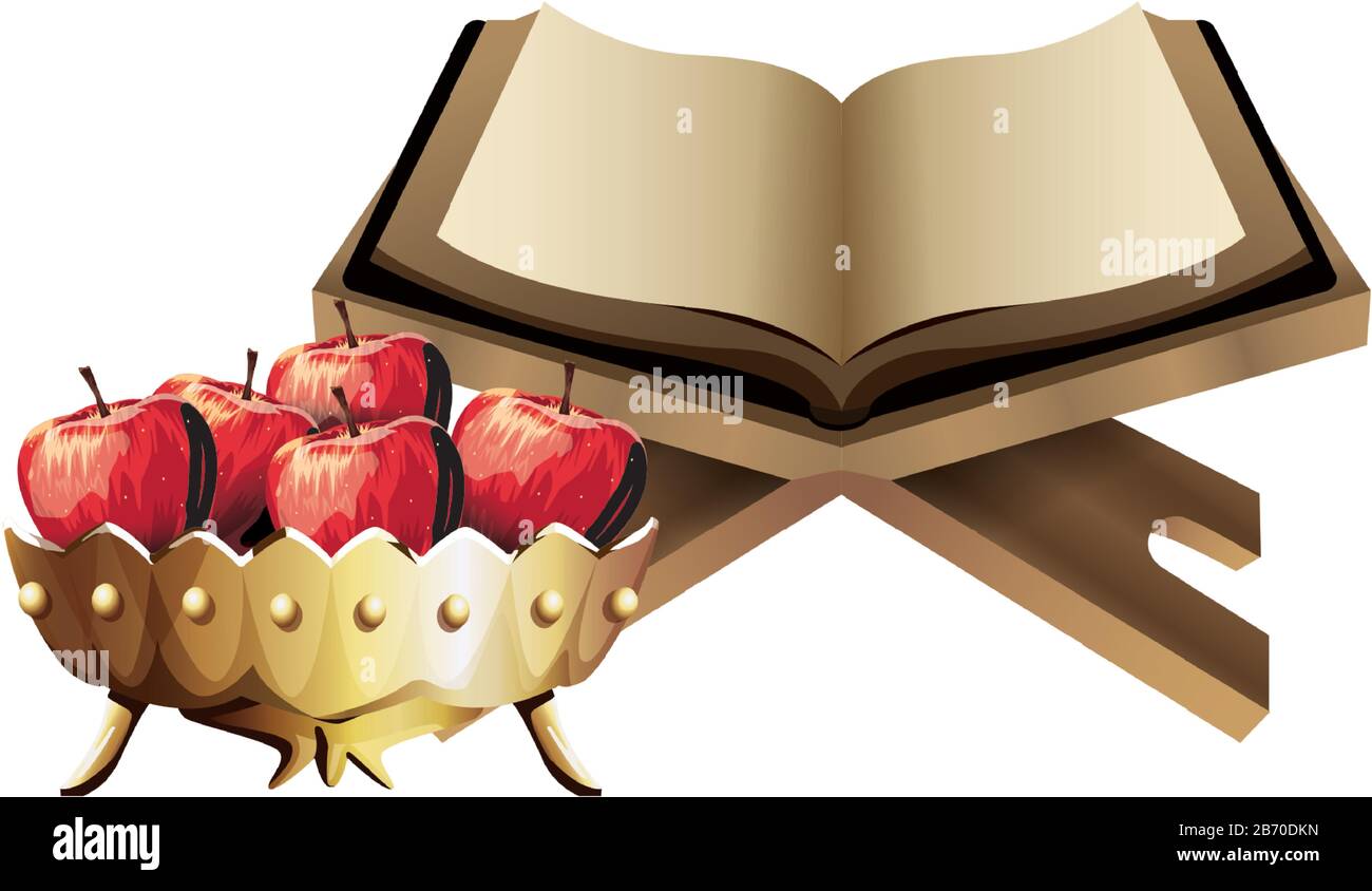 koran book islam religion with bowl and apples Stock Vector Image & Art ...