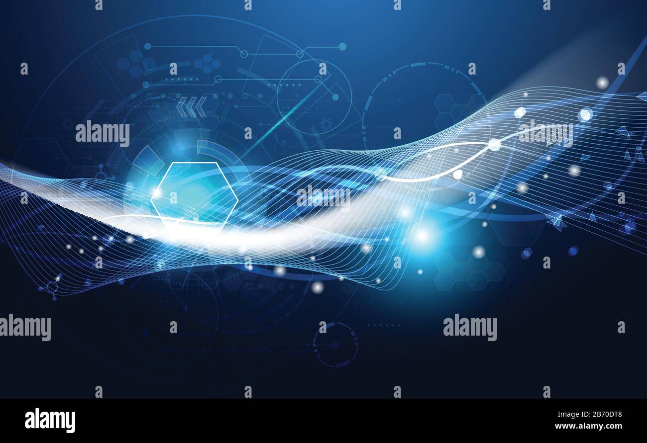 abstract technology concept circle interface Wave flow Science connection futuristic blue.vector ...