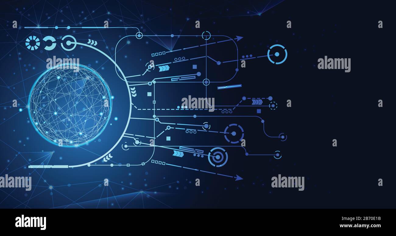 Abstract technology internet world map global network connection in big ...