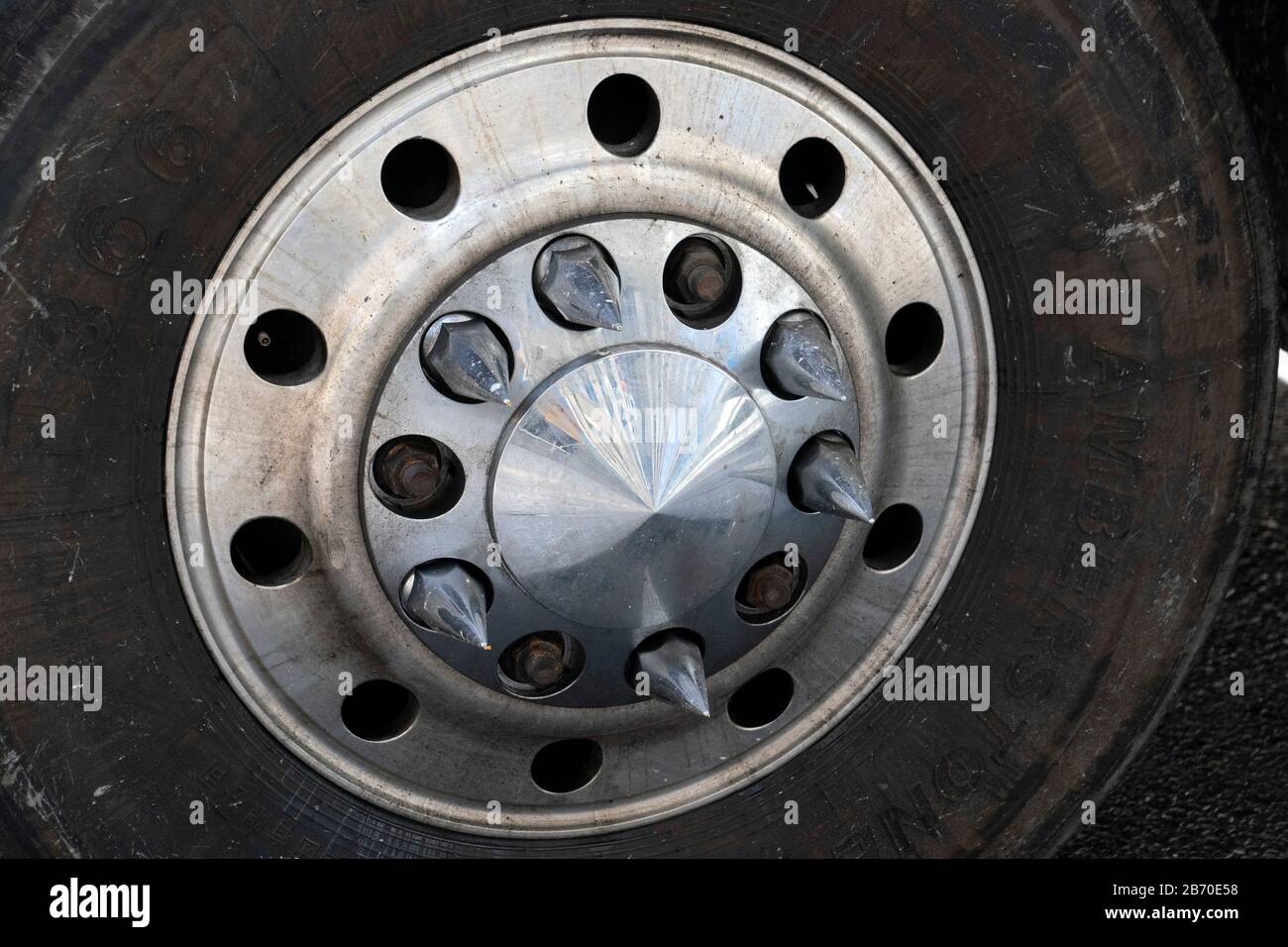 truck iron wheel detail close up Stock Photo - Alamy