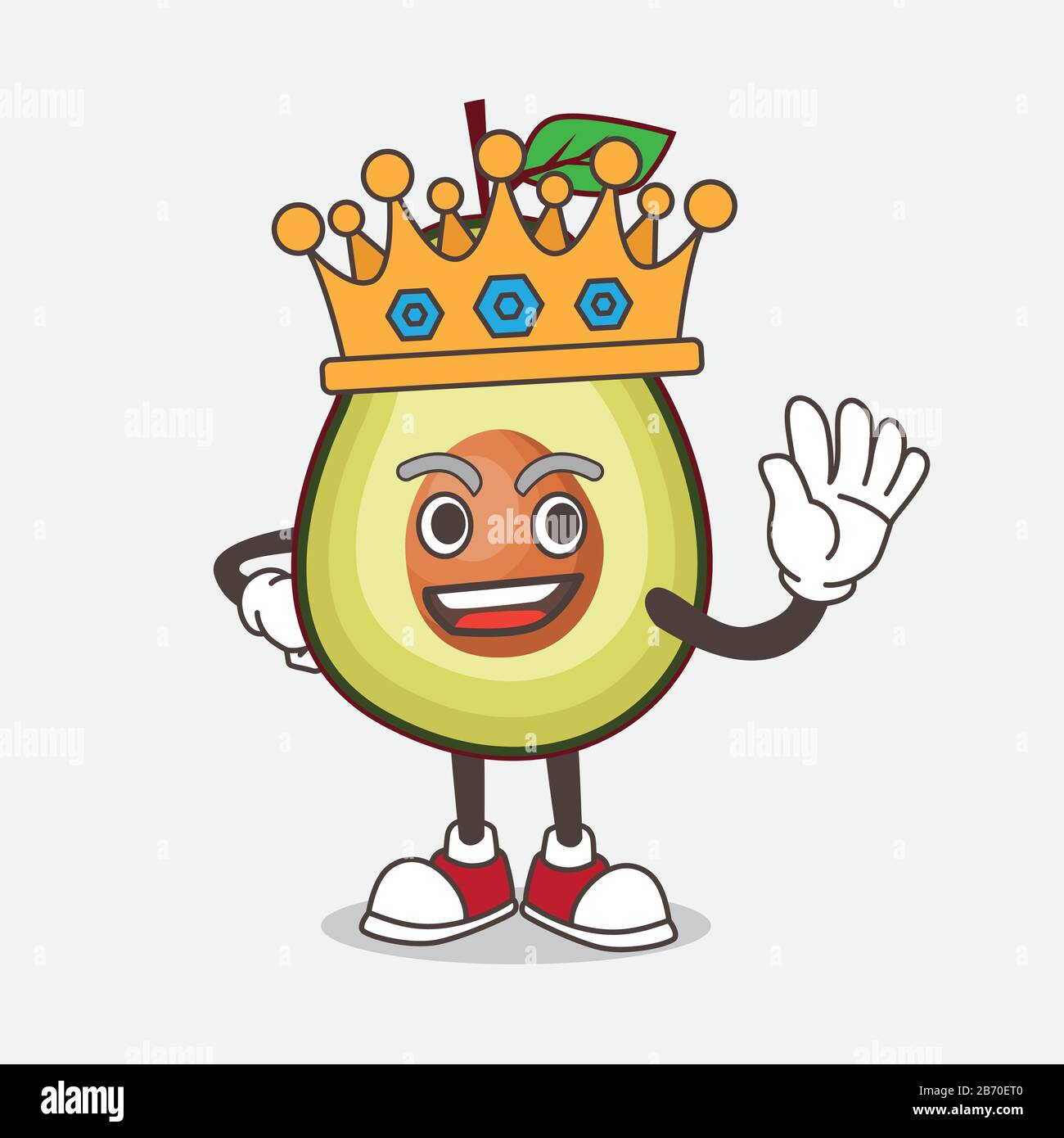 A picture of avocado cartoon mascot character wearing gloves and shoes ...