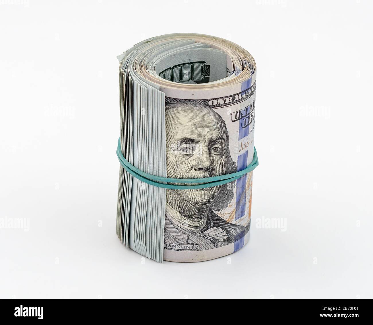 Stack of American dollars tied with a rubber band for money Stock Photo ...