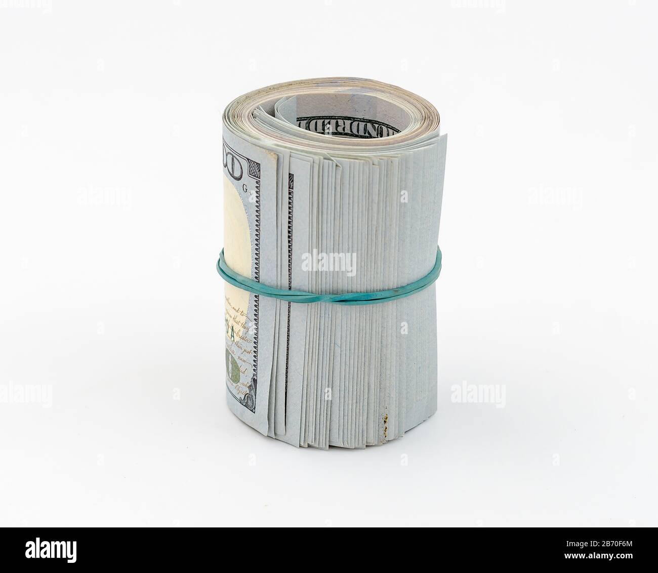 Stack of American dollars tied with a rubber band for money Stock Photo ...