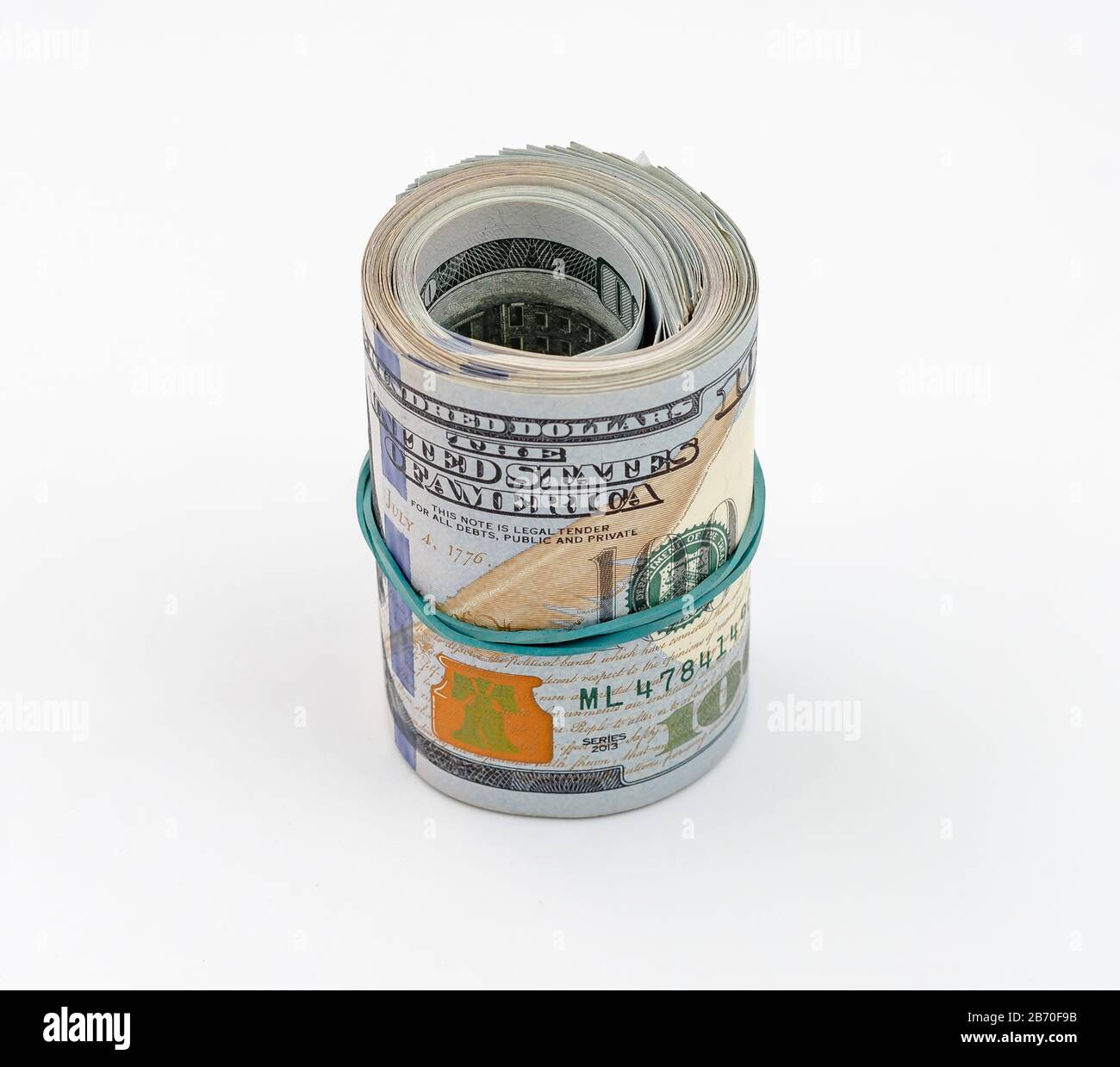 Stack of American dollars tied with a rubber band for money Stock Photo ...