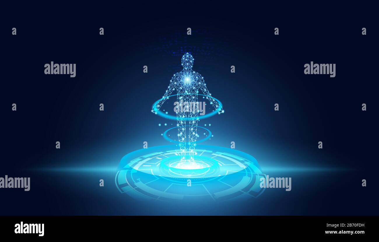 abstract technology futuristic concept of digital human body digital ...