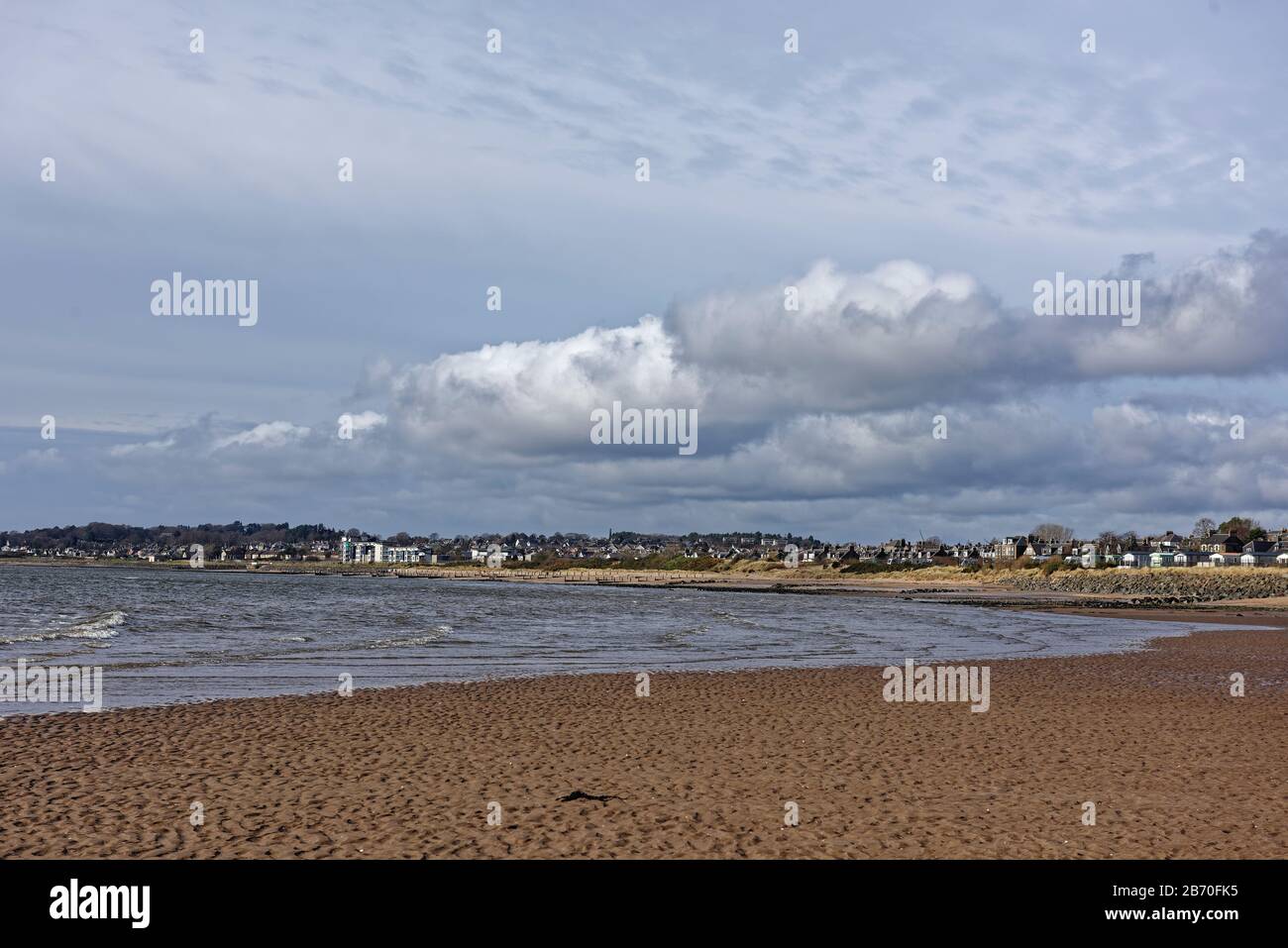 The Coastal Town of Monifieth set behind the long sandy beach that ...