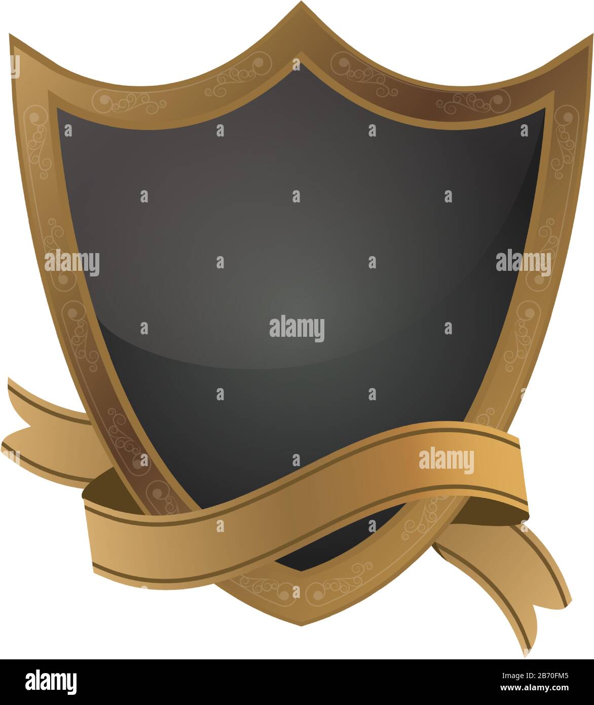 golden shield emblem with ribbon frame Stock Vector Image & Art - Alamy