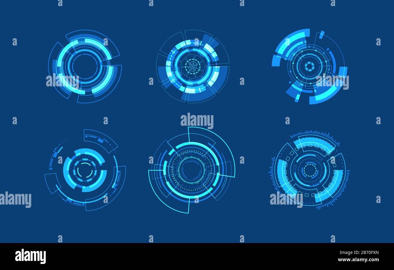 Abstract technology circle set design.Icon Editable Stroke Stock Vector ...