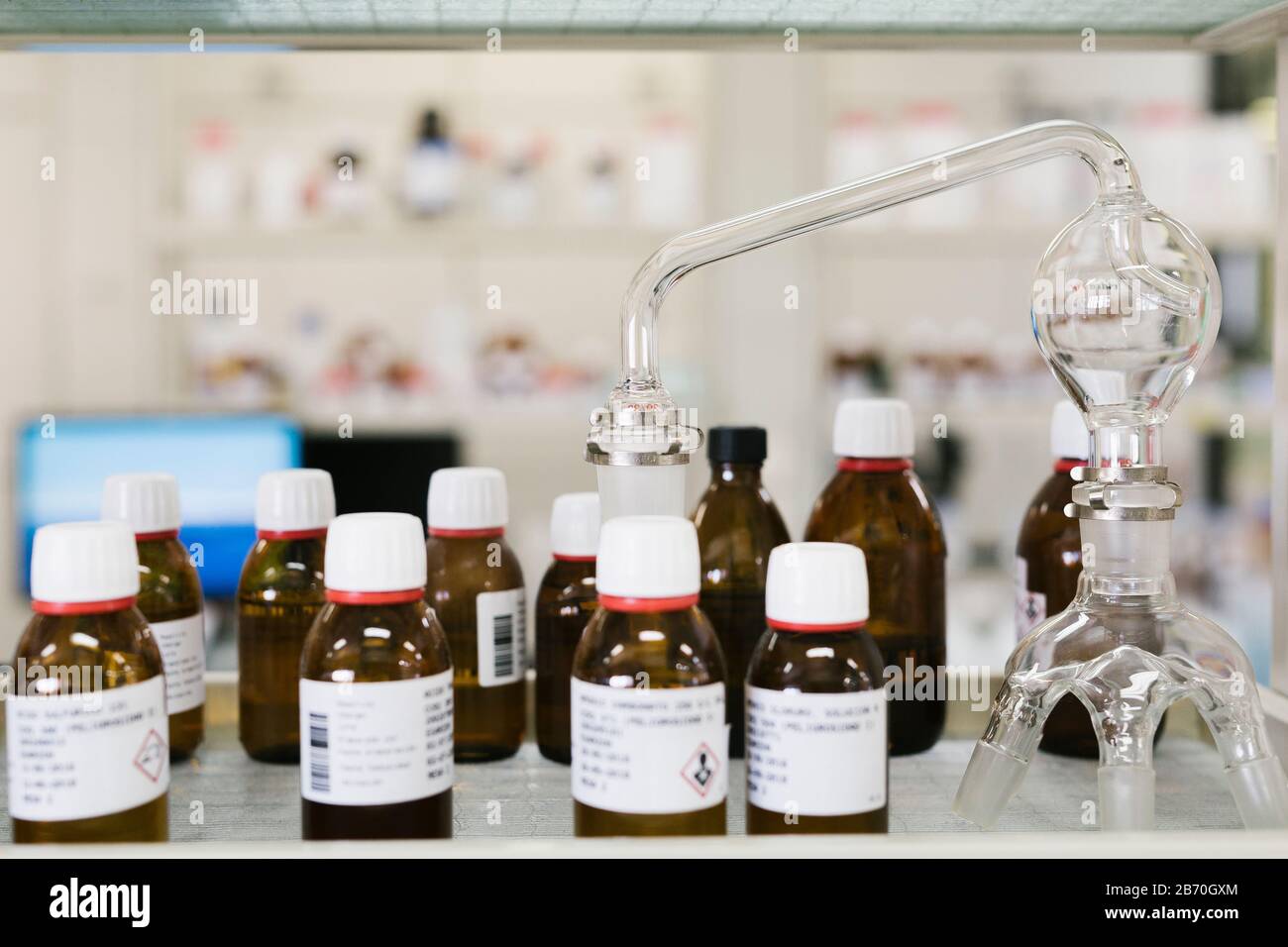 Small botles in a laboratory Stock Photo - Alamy