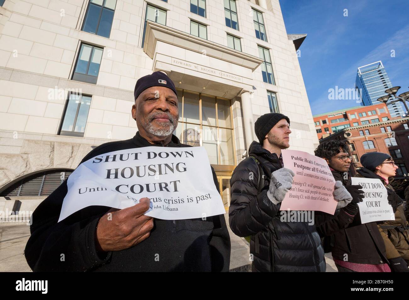 March 12, 2020. Boston, MA. City Life/Vida Urbana activists held a ...