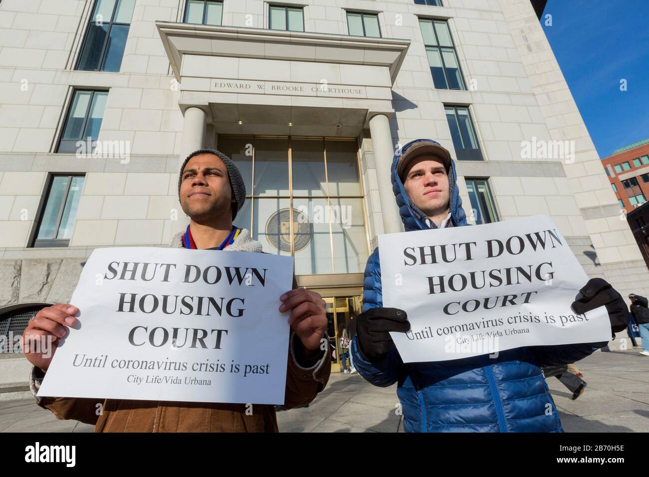 March 12, 2020. Boston, MA. City Life/Vida Urbana activists held a ...