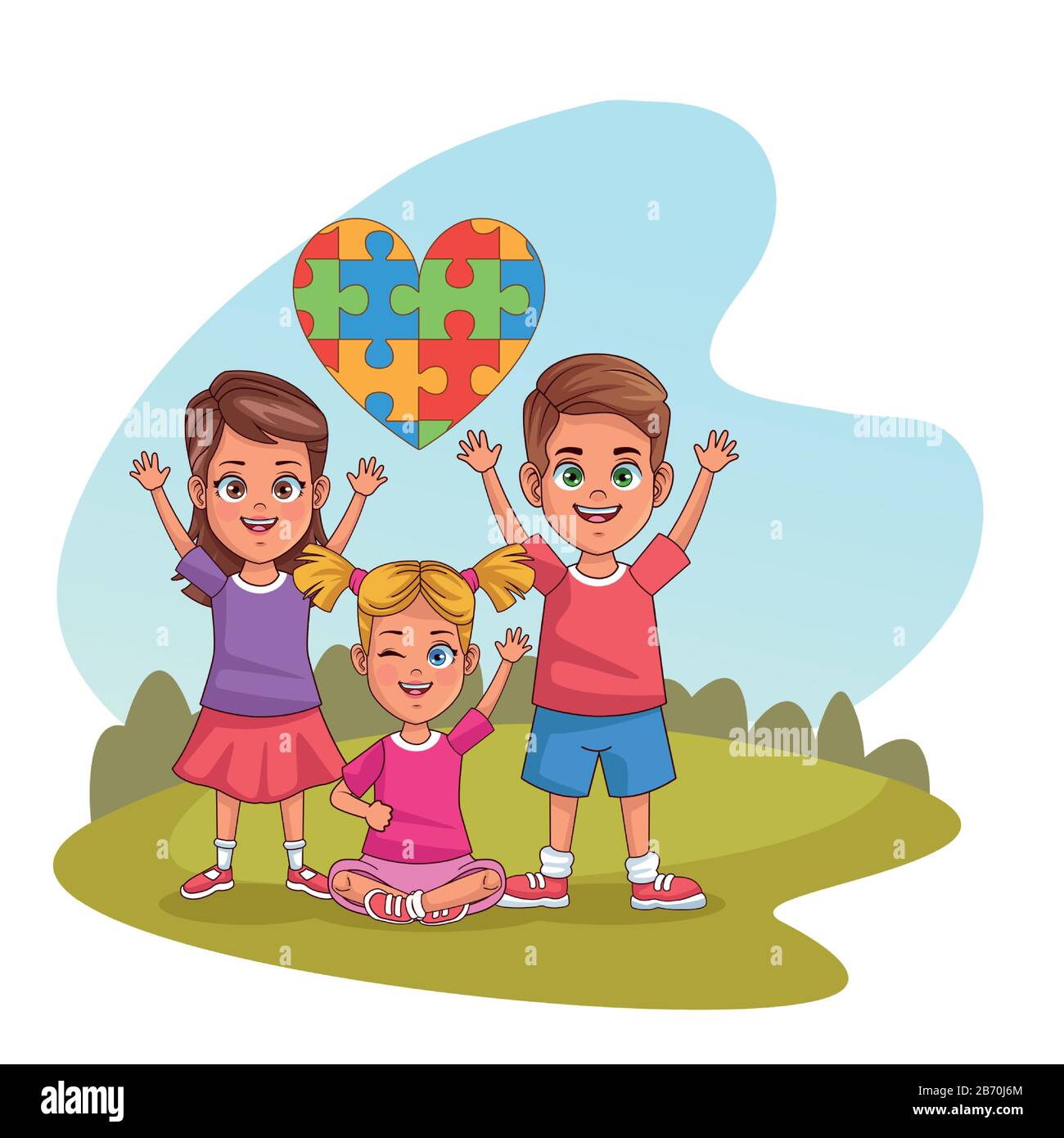 world autism day with kids in the field Stock Vector Image & Art - Alamy