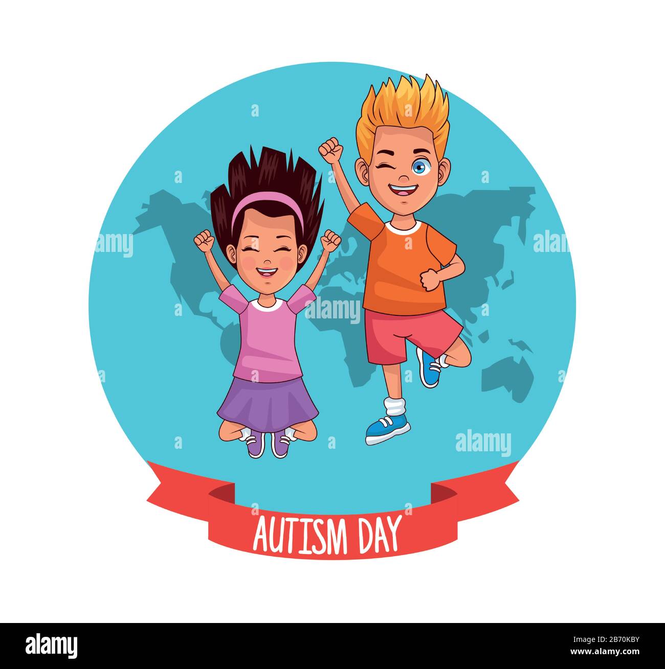world autism day with kids couple characters Stock Vector Image & Art ...