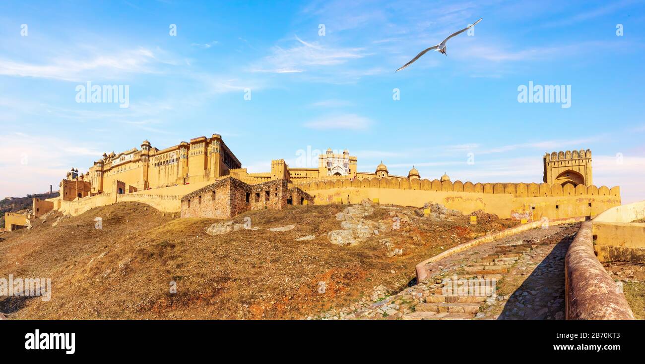 Amer Fort in Jaipur, India, wonderful sunny panorama Stock Photo - Alamy