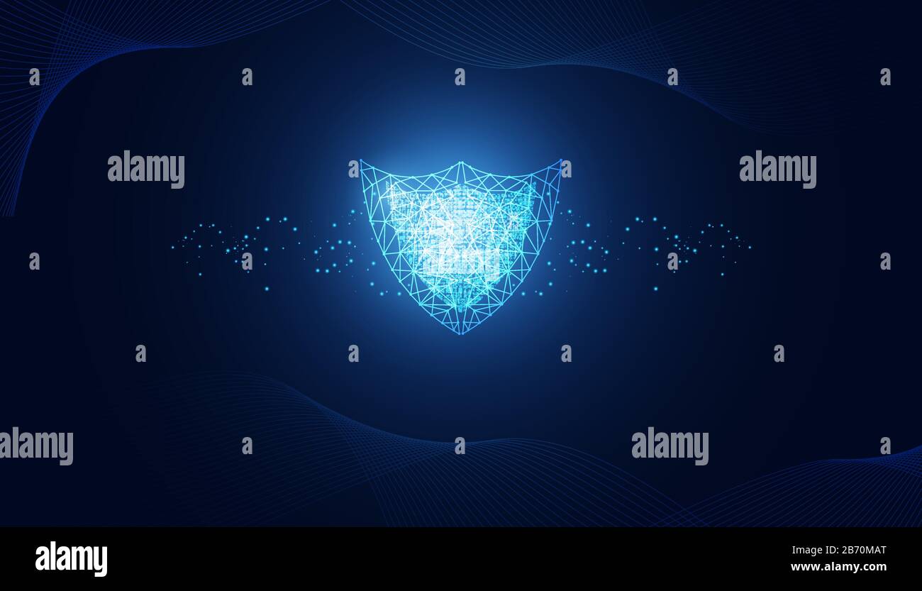 Abstract Cyber security with shield blue wave technology Future cyber background Stock Vector ...