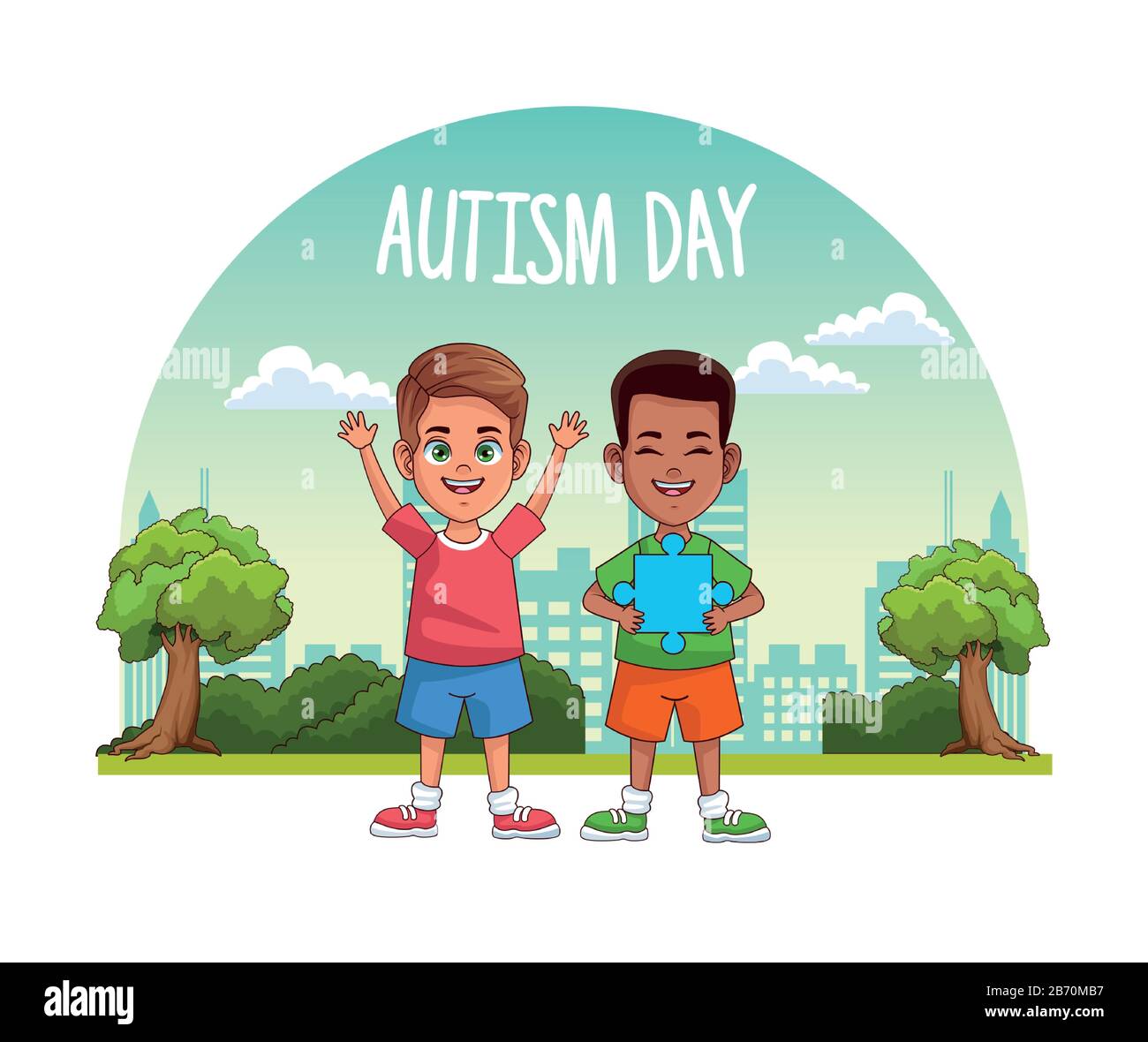 world autism day with boys in the field Stock Vector Image & Art - Alamy