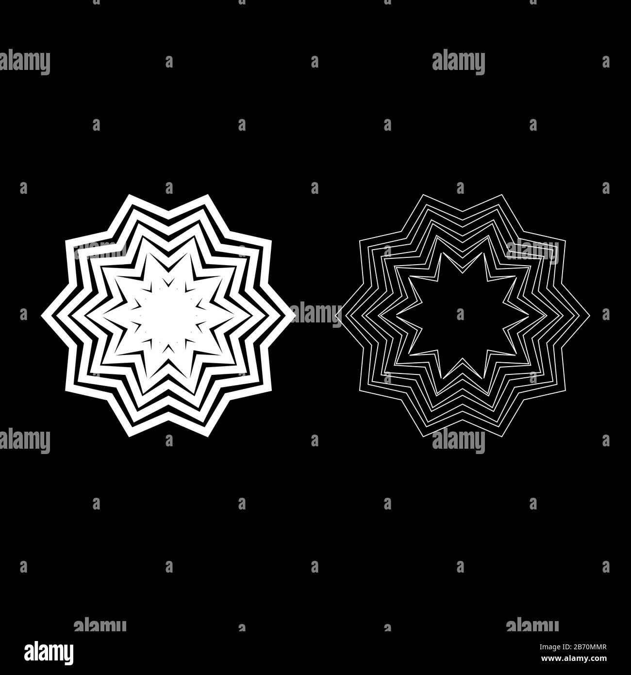 Abstract flower pattern icon outline set white color vector ...