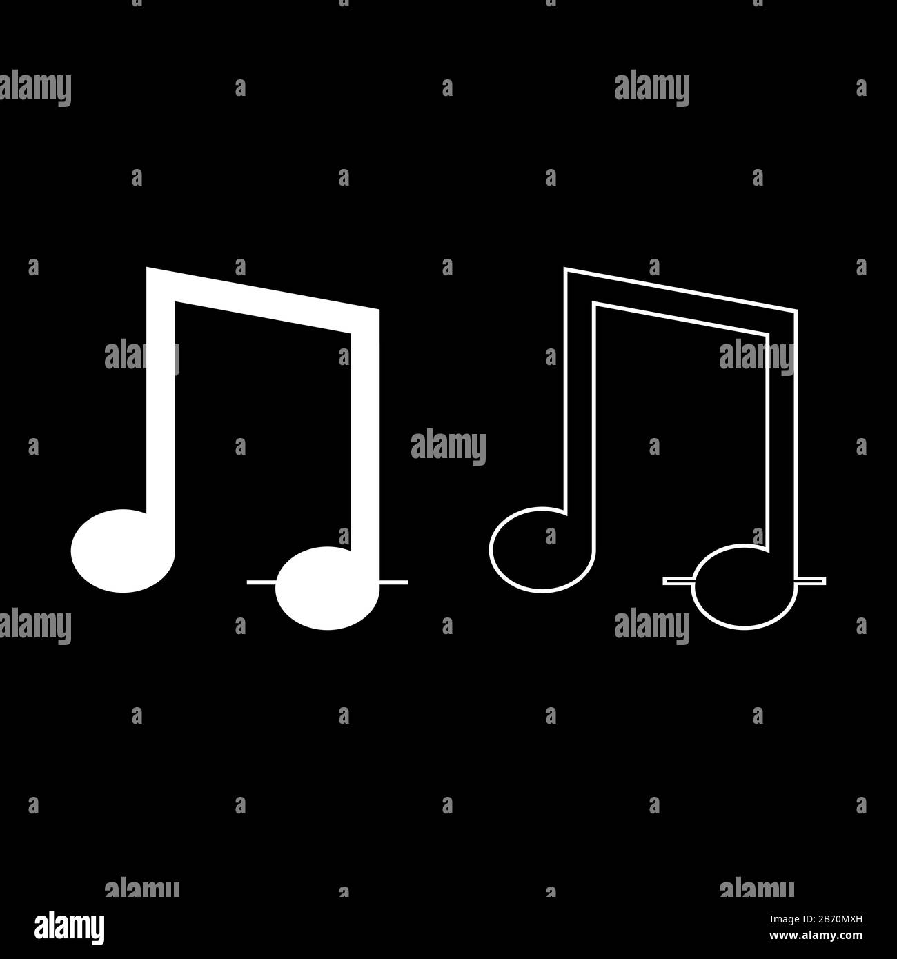 Eighth notes icon outline set white color vector illustration flat ...