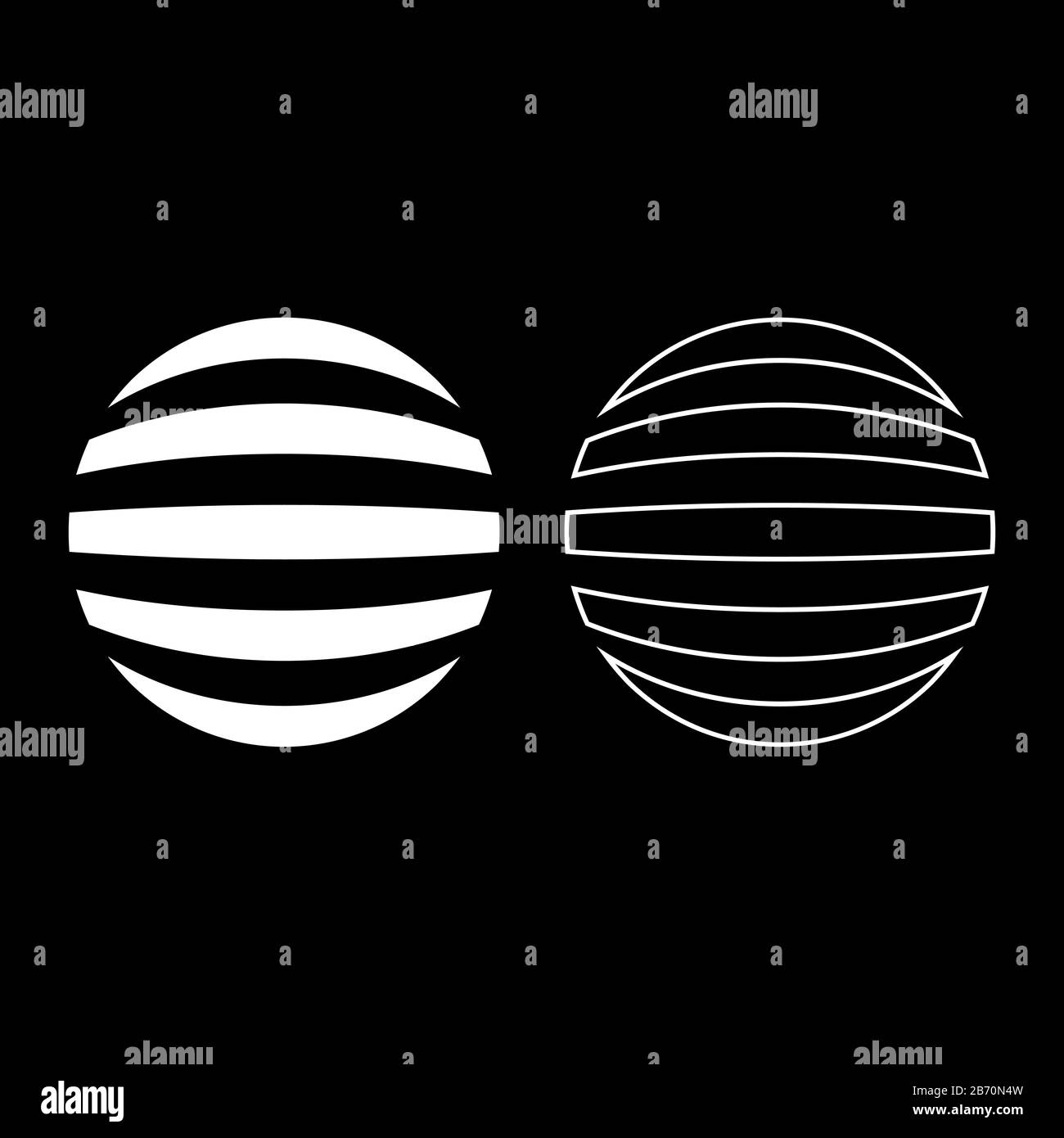 Striped sphere Concept globe Abstract ball icon outline set white color ...