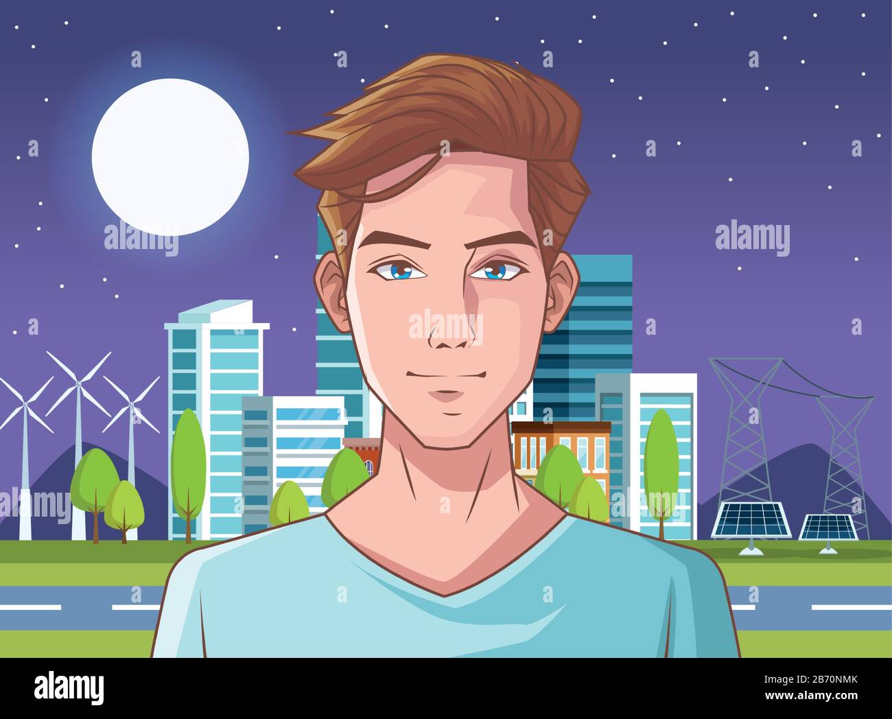 Night scene in male Stock Vector Images - Alamy