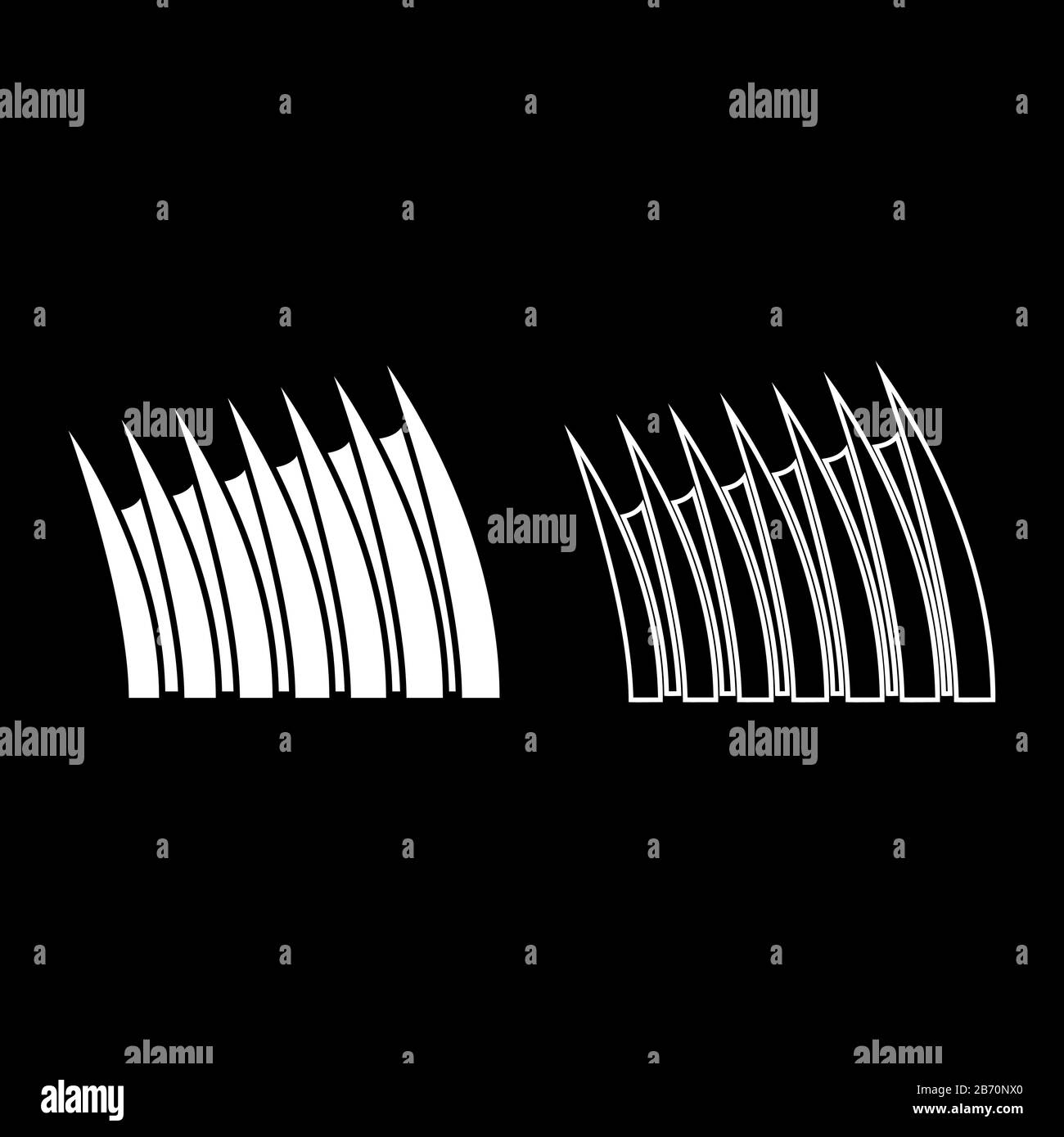 Sharp dorsal fin icon outline set white color vector illustration flat ...