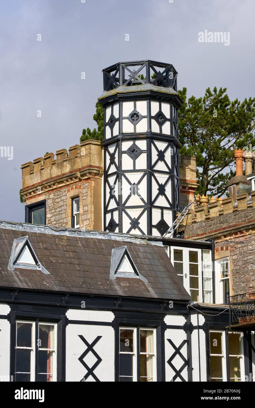 Half-timbered turret of Tower Hirst an extraordinary Victorian house ...