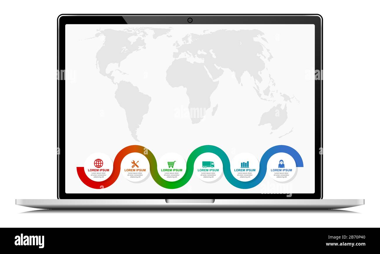 Laptop with infographic vector, business concept illustration Stock ...