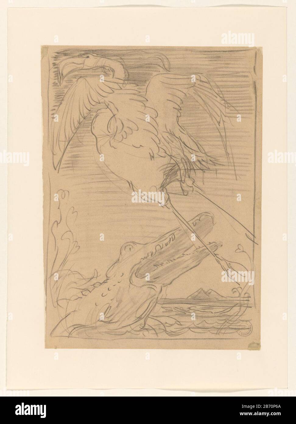 Krokodil die naar een flamingo hapt Crocodile a flamingo gasps object ...