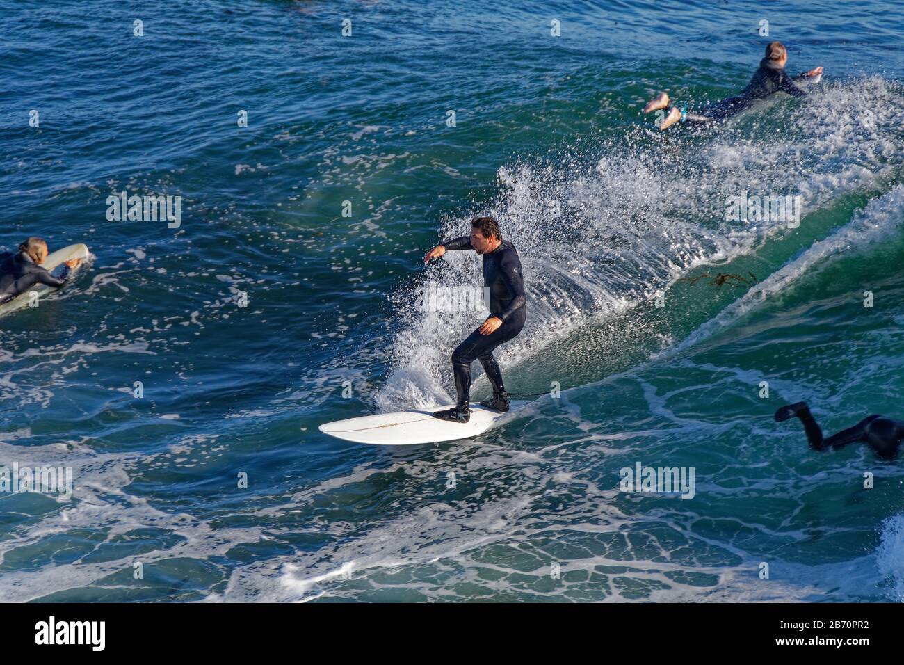 Surfing in Santa Cruz California USA Stock Photo - Alamy