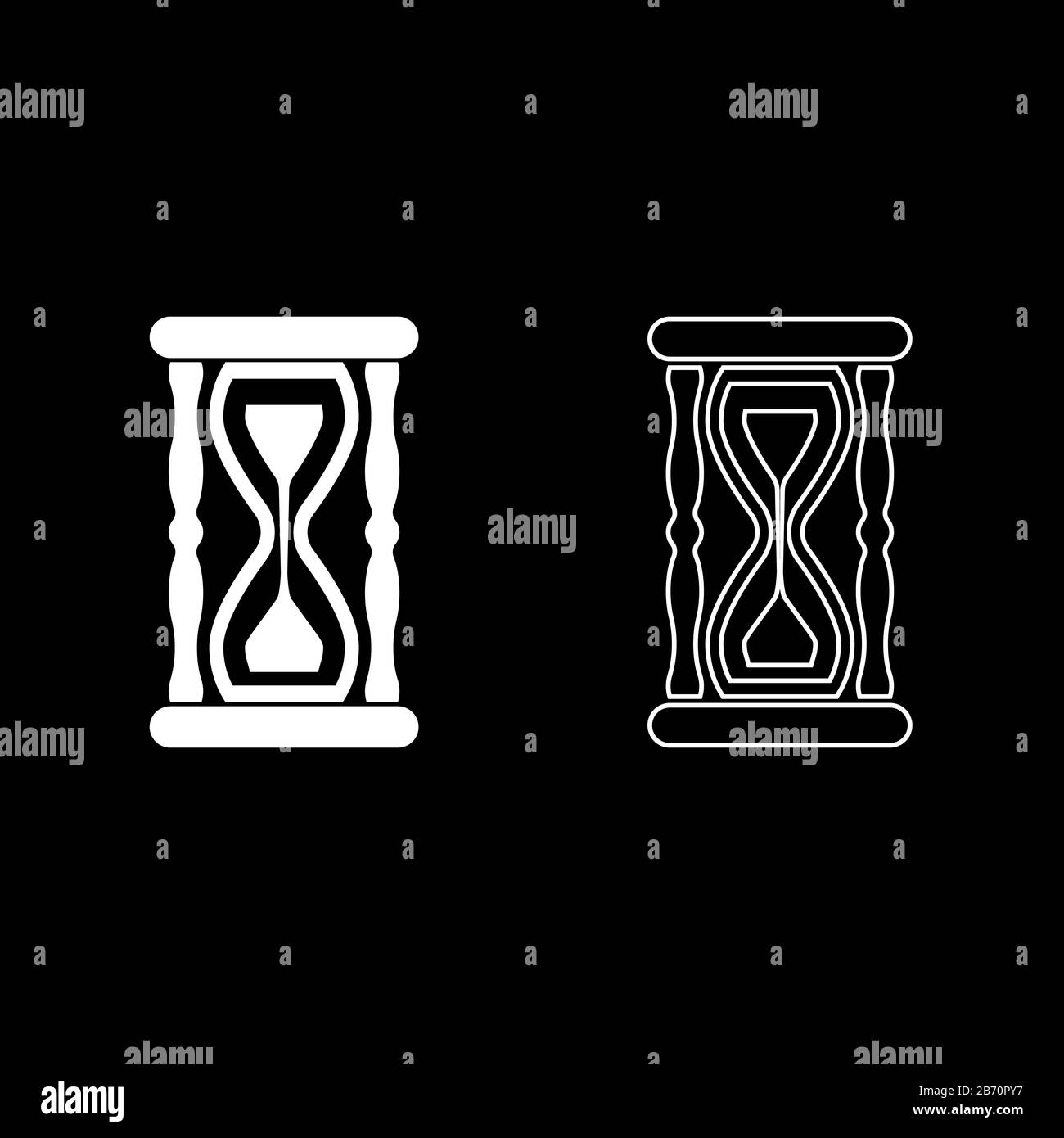 Hourglass Sand clock icon outline set white color vector illustration ...