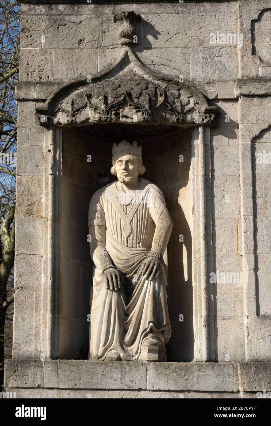 Replica sculpture of crowned figure in the archway leading to Black ...