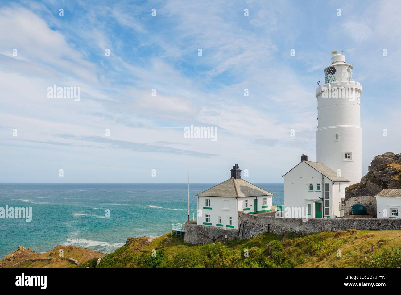 View of Start Point Lighthouse at daytime in summer in Devon, South ...