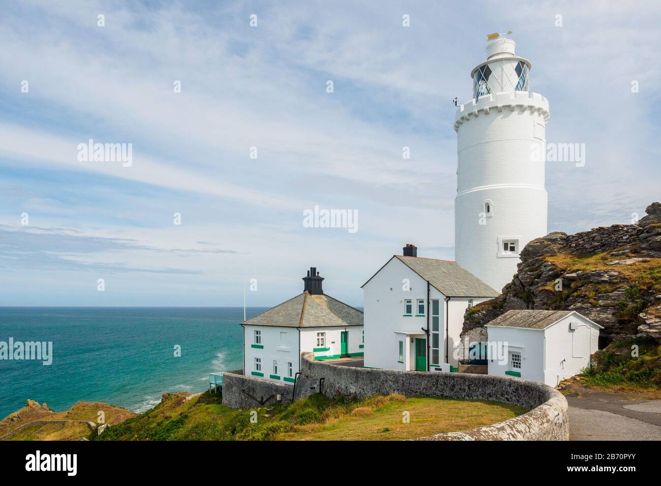 View of Start Point Lighthouse at daytime in summer in Devon, South ...
