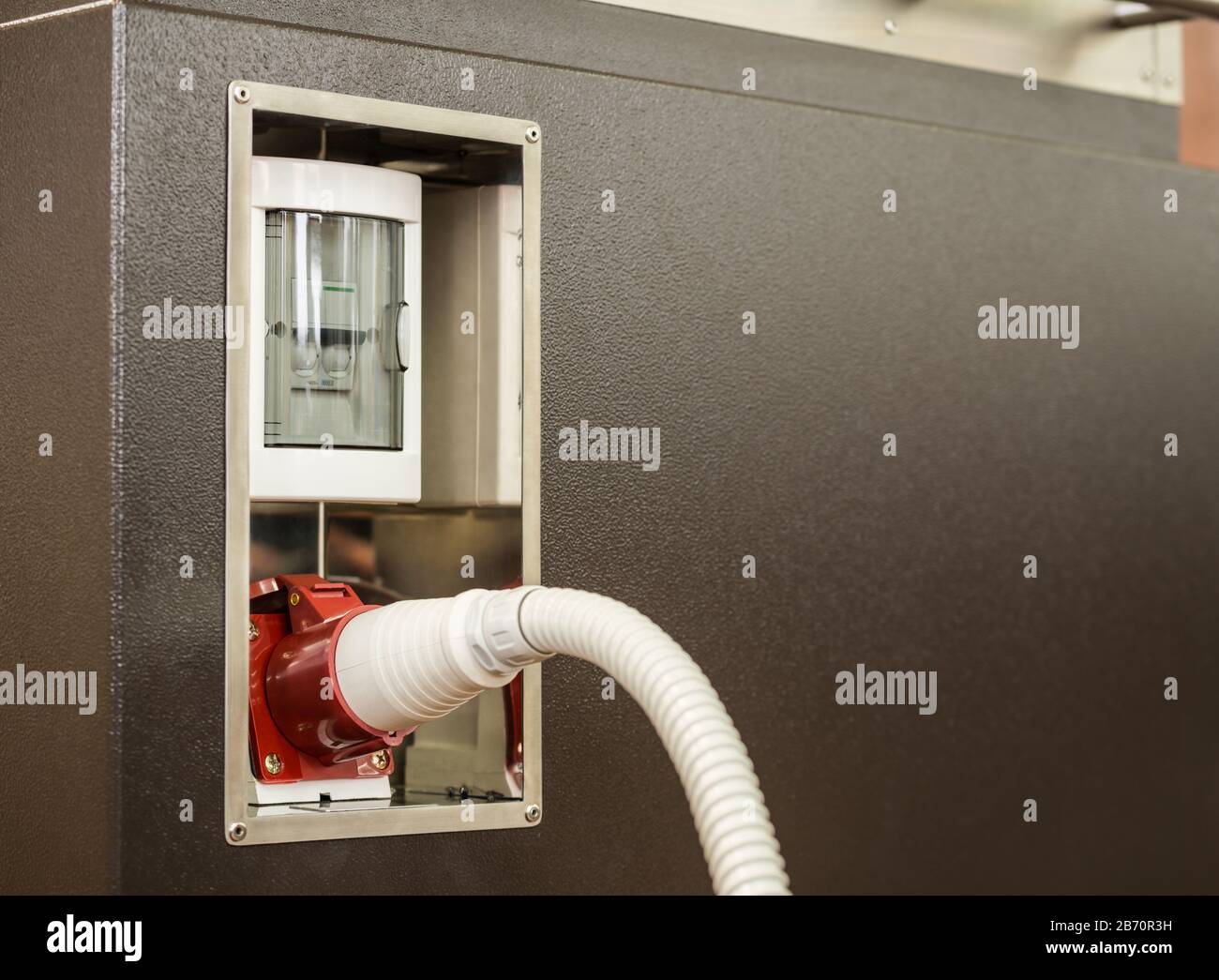 Outer side of metal housing is electric relay with two packet switches ...