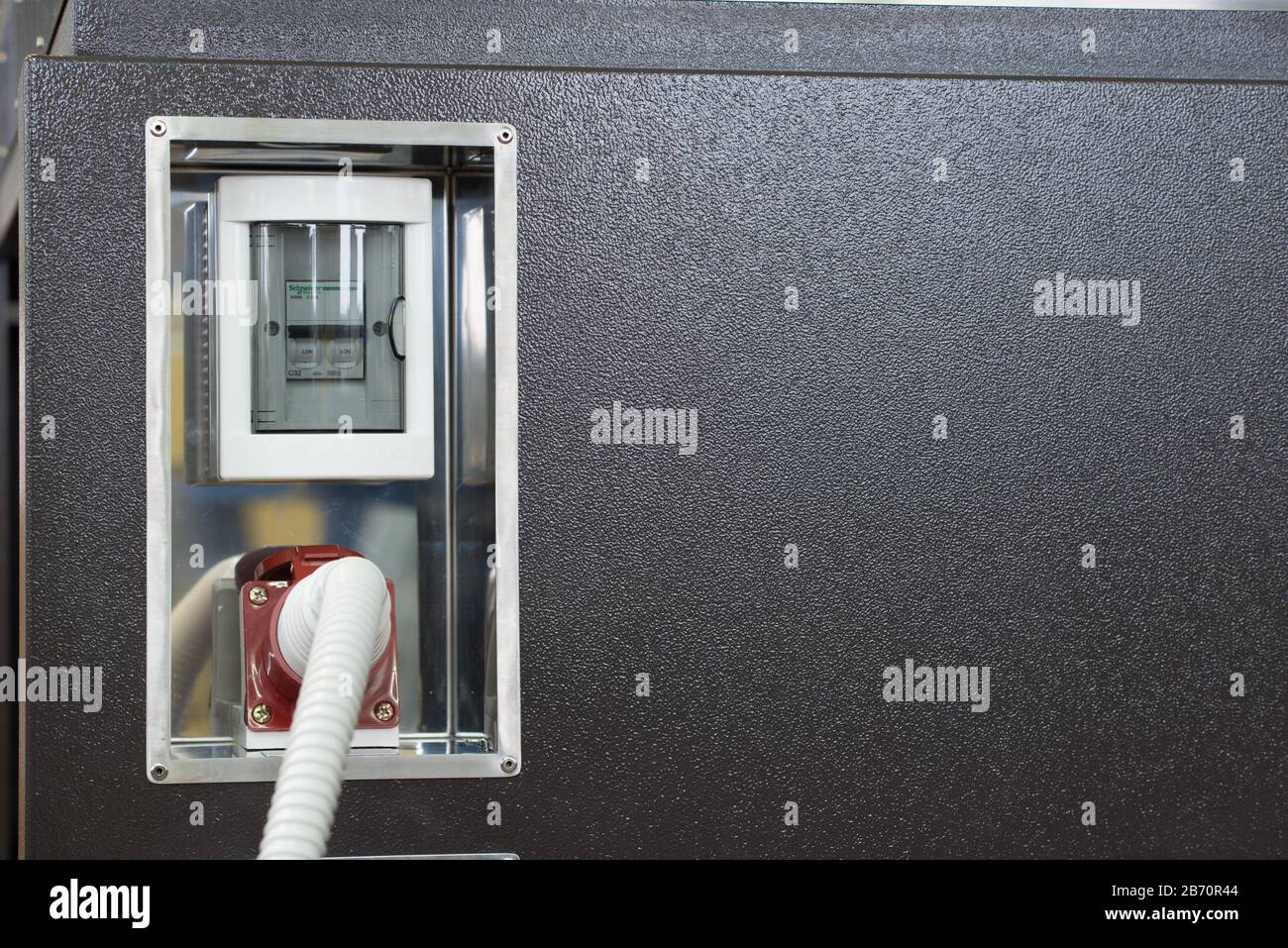 Outer side of metal housing is electric relay with two packet switches ...