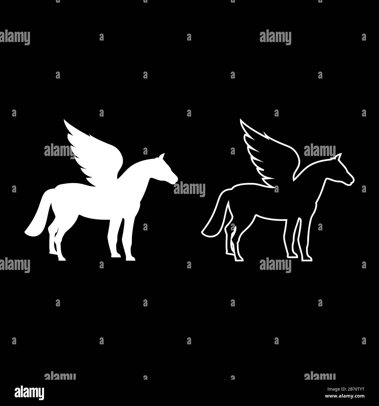 Pegasus Winged horse silhouette Mythical creature Fabulous animal icon ...