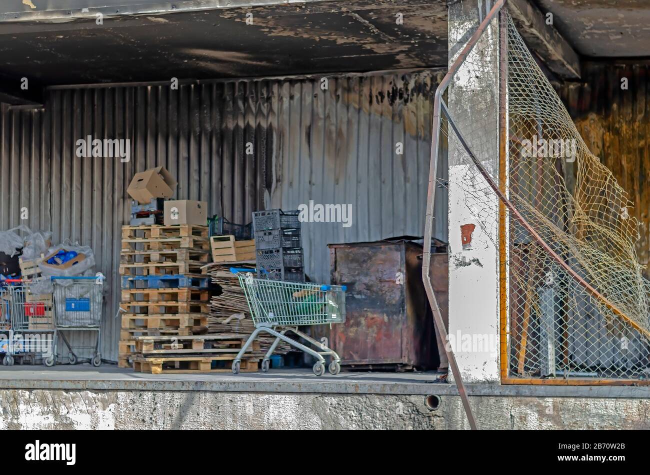 The consequences of a fire in a supermarket (part 3 of 3). The back of ...