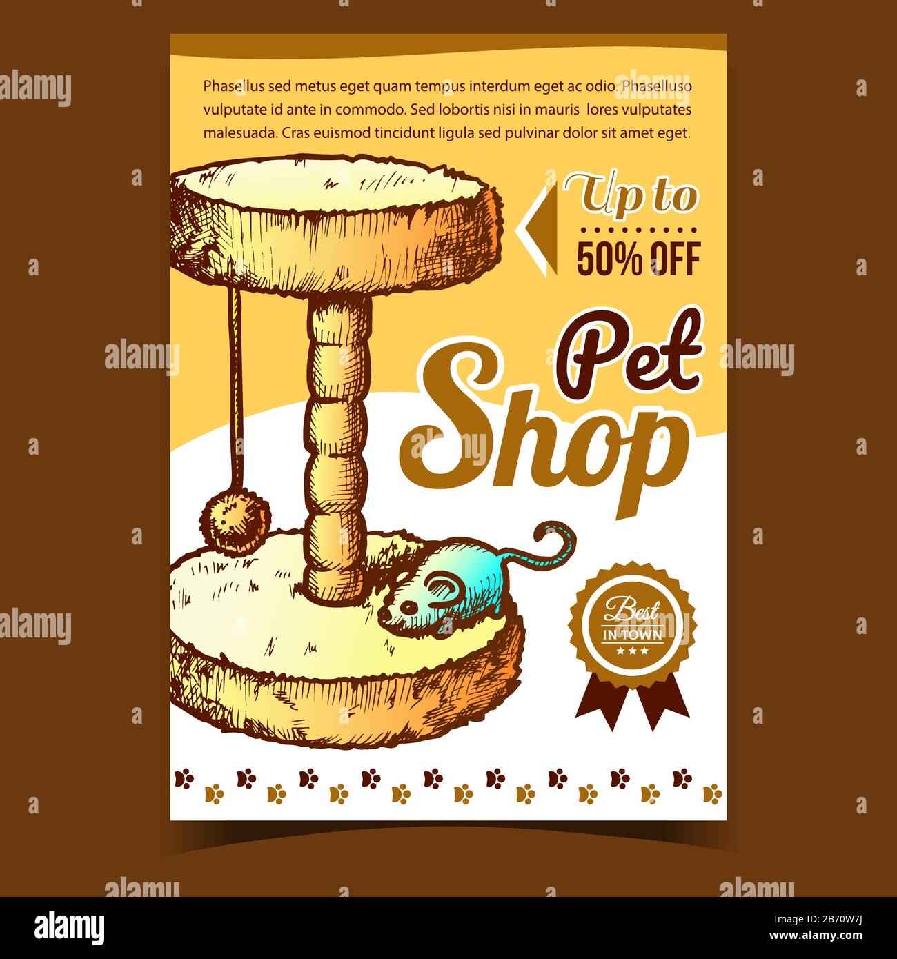 Pet Shop Cat Accessory Advertising Poster Vector Stock Vector Image ...