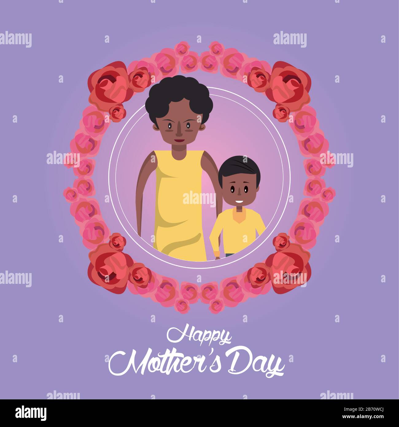 happy mothers day card with afro mother and son Stock Vector Image ...