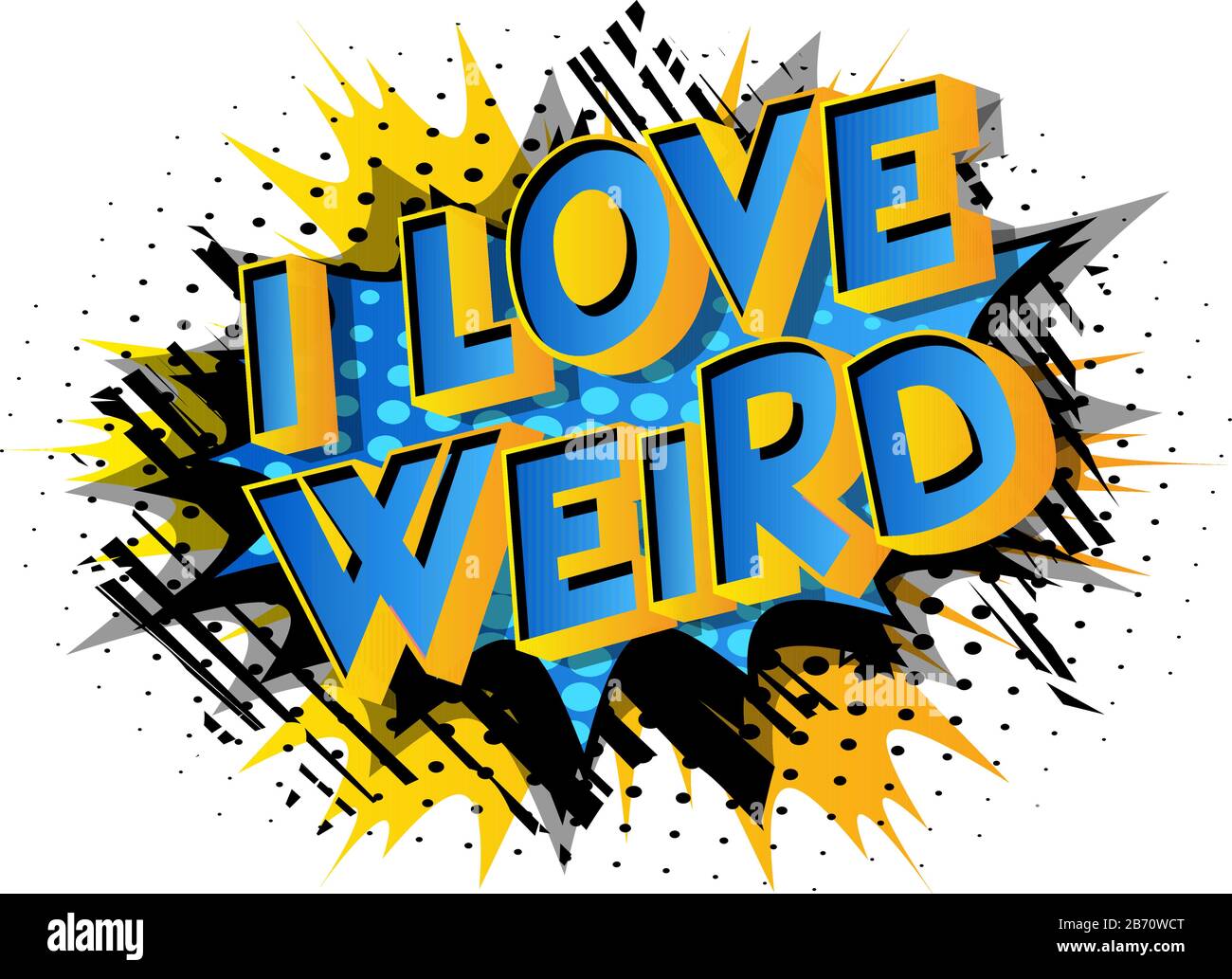 Vector illustrated comic book style I Love Weird text Stock Vector ...