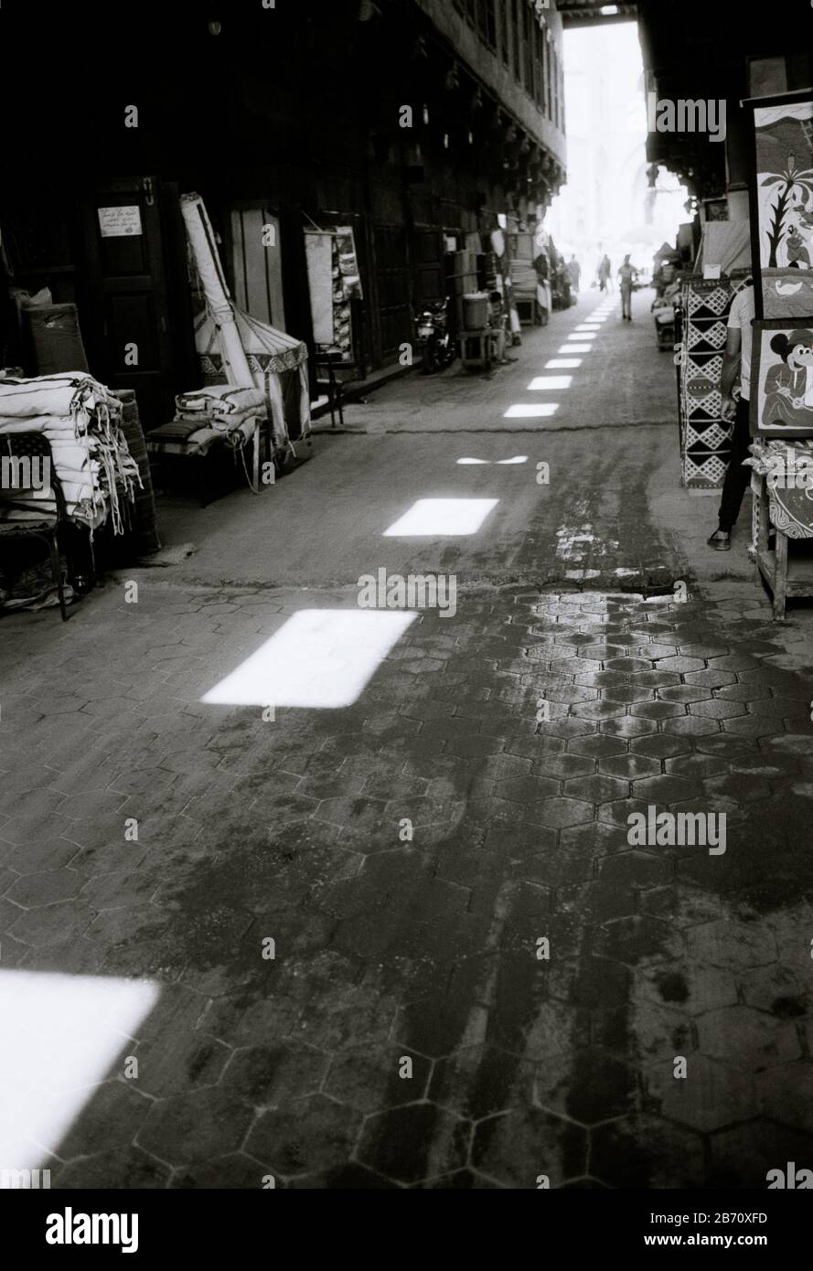 Street of the tentmakers Al Khayamiya in the historic Qasaba of Radwan ...