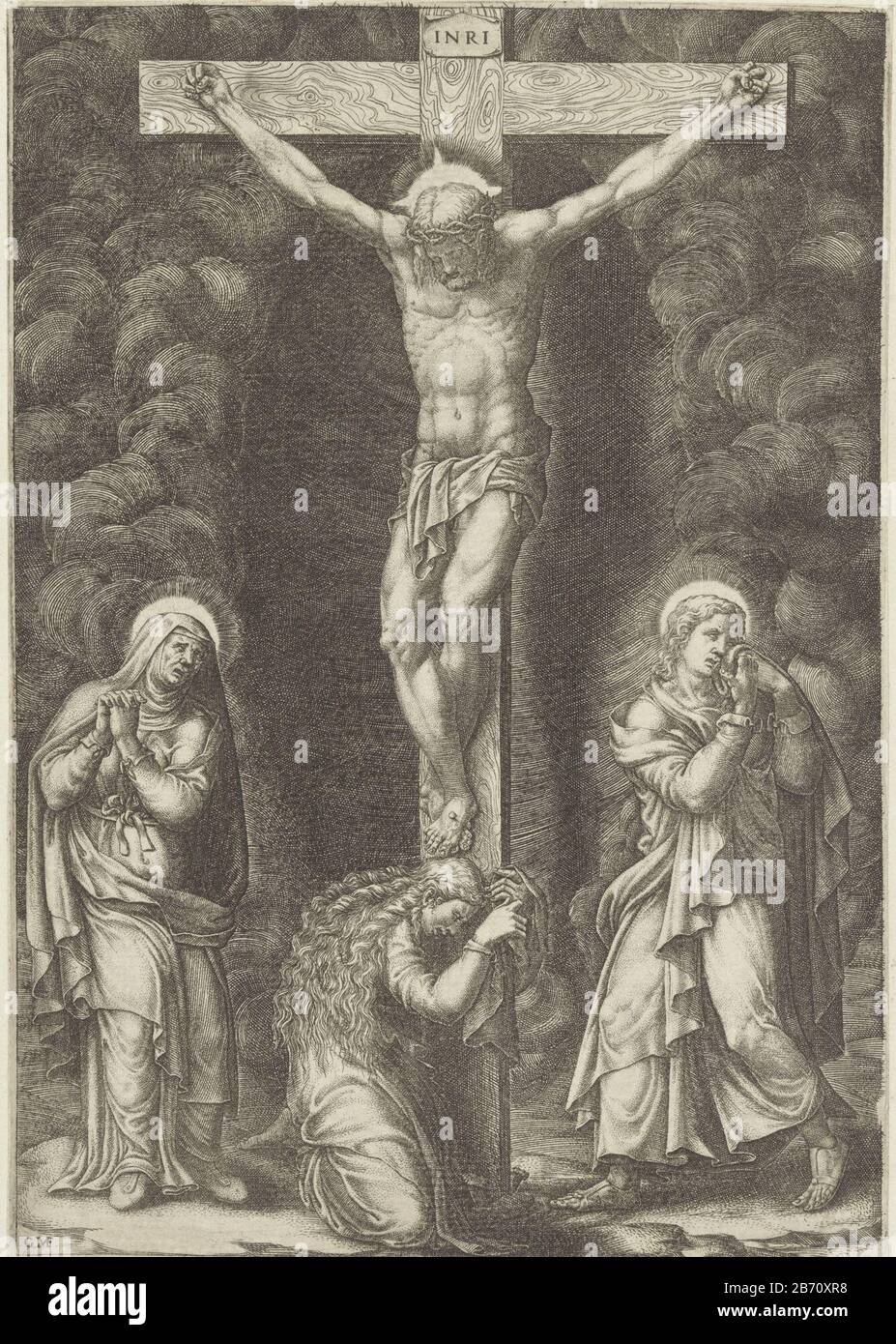 Kruisiging van Christus Crucifixion of Christ on Calvary . Christ hanging on the cross. Mary ...