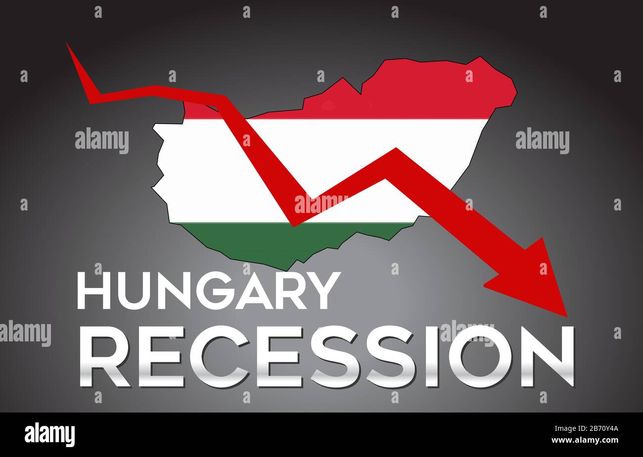 Map of Hungary Recession Economic Crisis Creative Concept with Economic ...