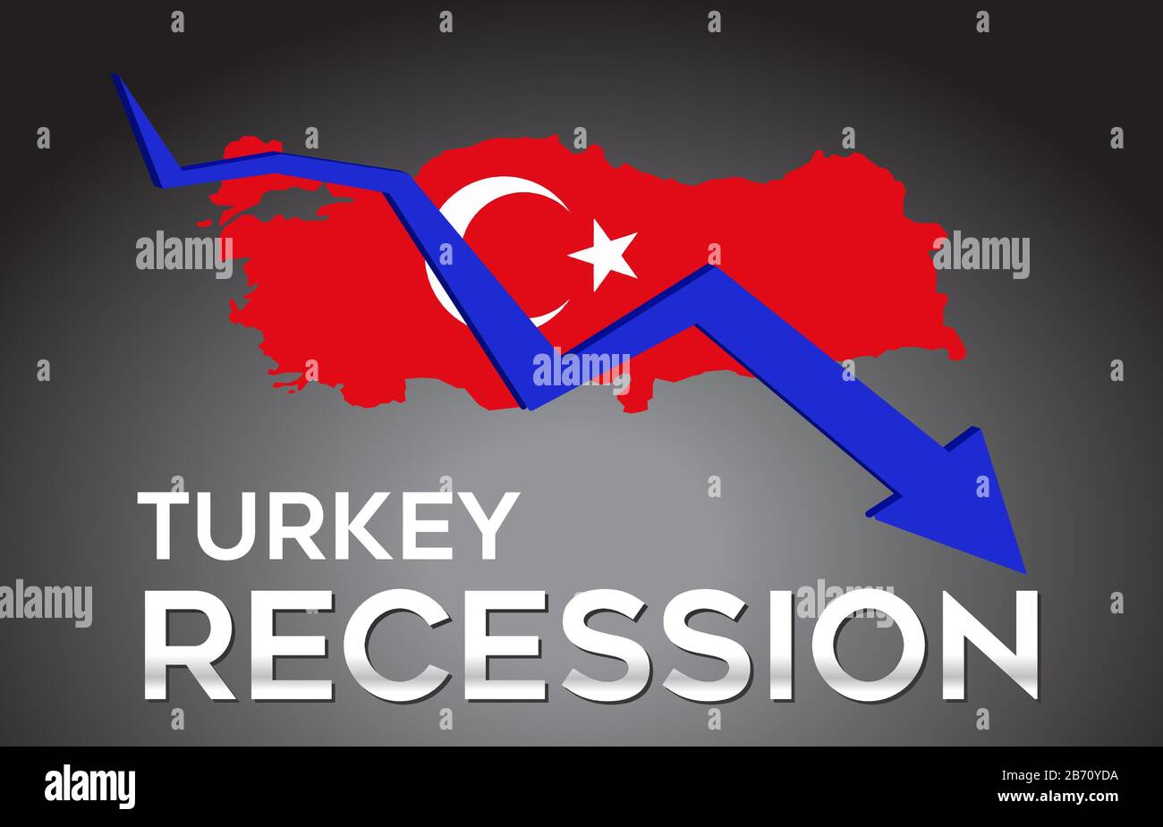 Map of Turkey Recession Economic Crisis Creative Concept with Economic ...