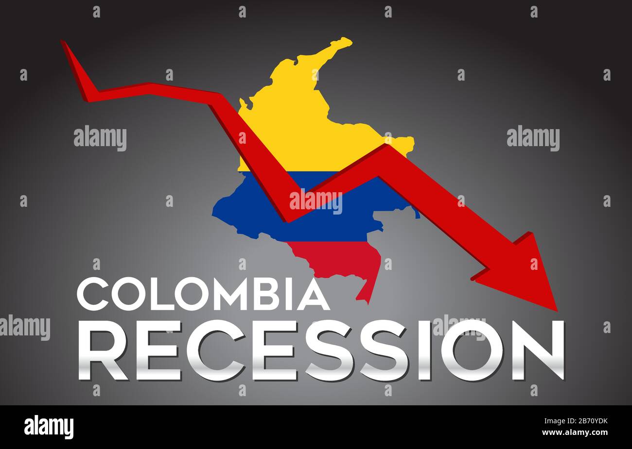 Map of Colombia Recession Economic Crisis Creative Concept with ...