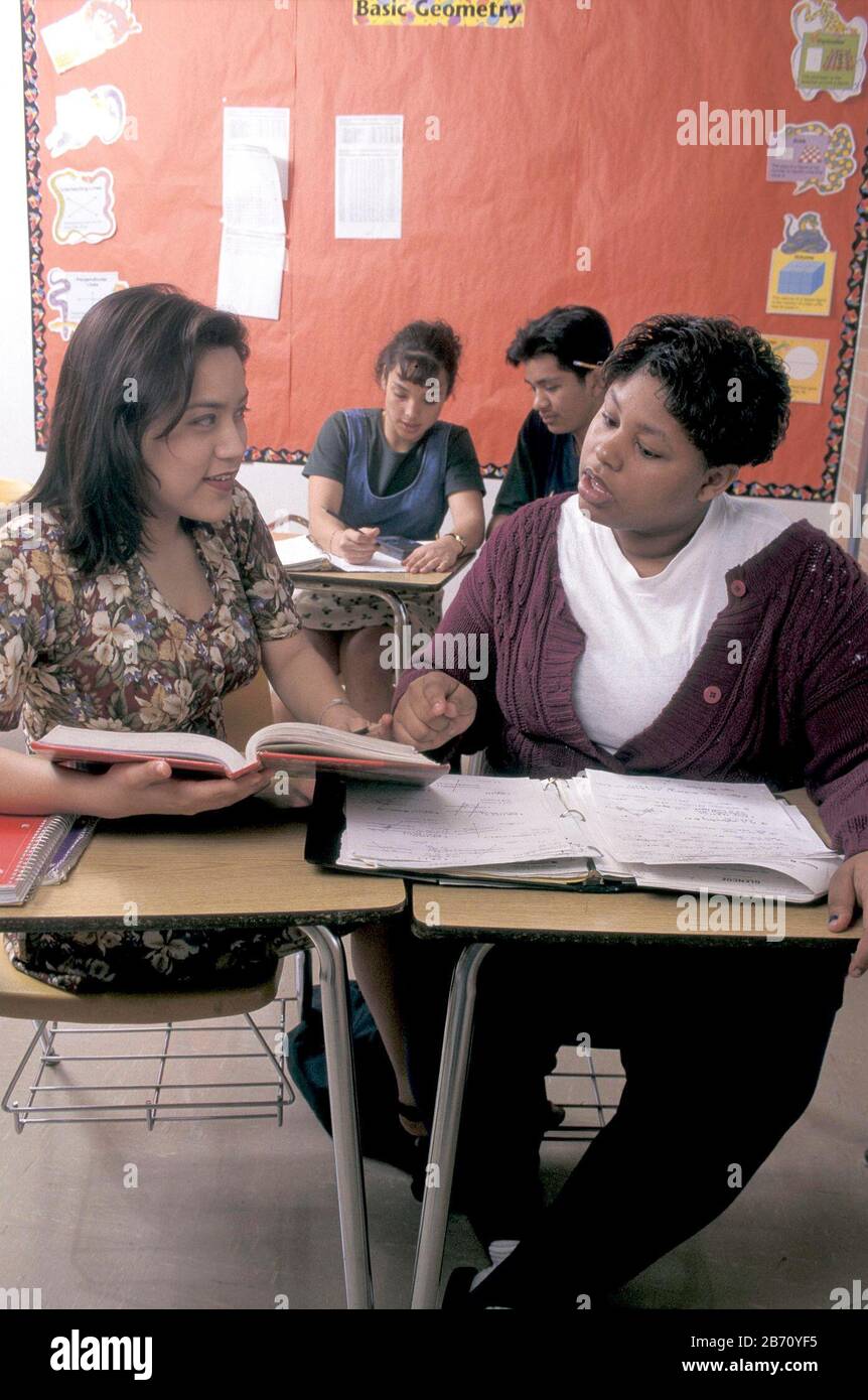 Austin, Texas USA: Female students studying together during math class ...