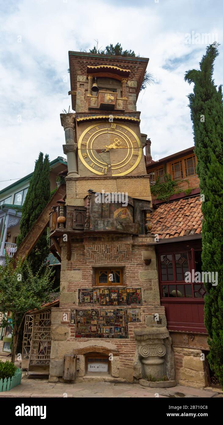 June 21, 2019 - Tbilisi, Georgia - The leaning clock tower in Old Town ...