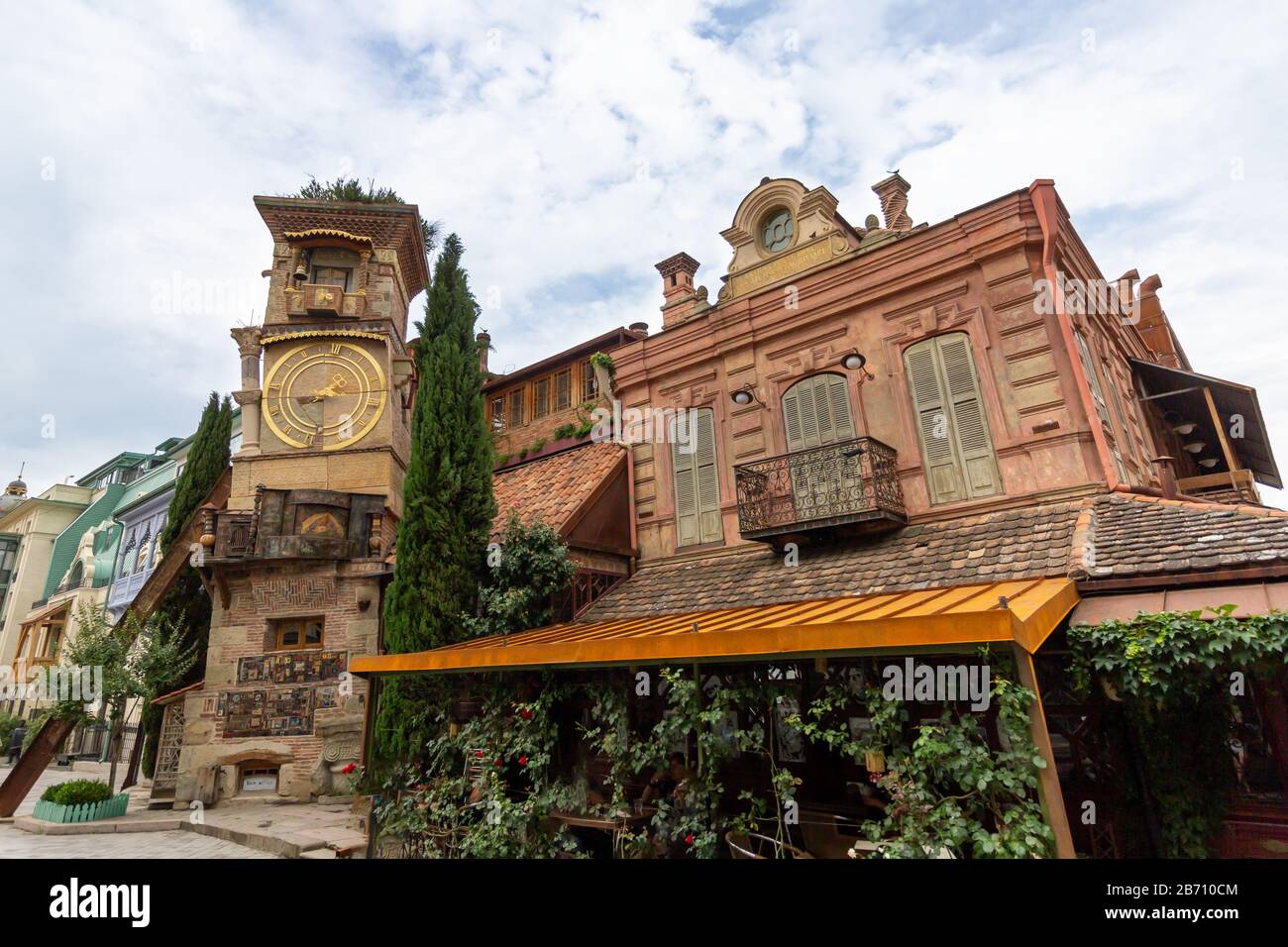June 21, 2019 - Tbilisi, Georgia - The leaning clock tower in Old Town ...